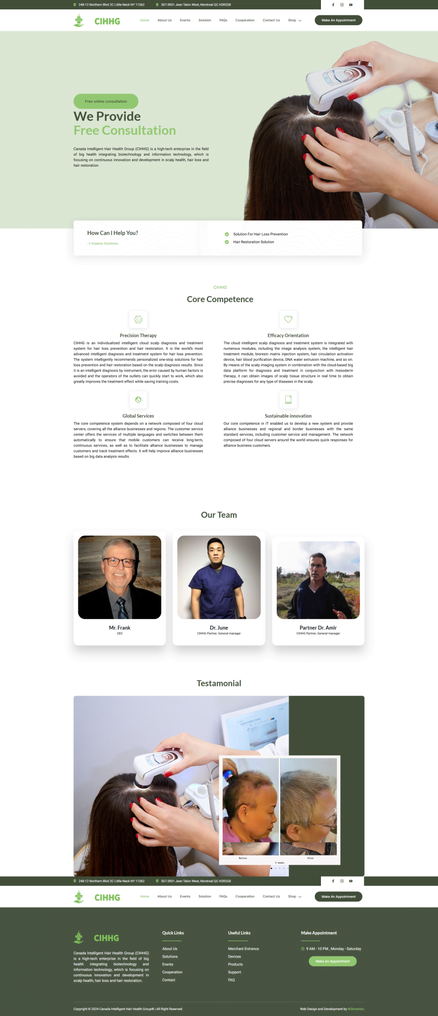 CIHHG (Canada Intelligent Hair Health Group) | W3Inventor Digital Solution